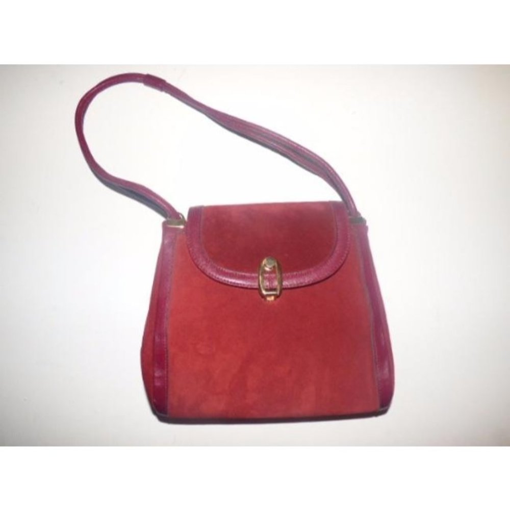 Gucci Red Suede And Leather Shoulder Bag Satchel - Gem